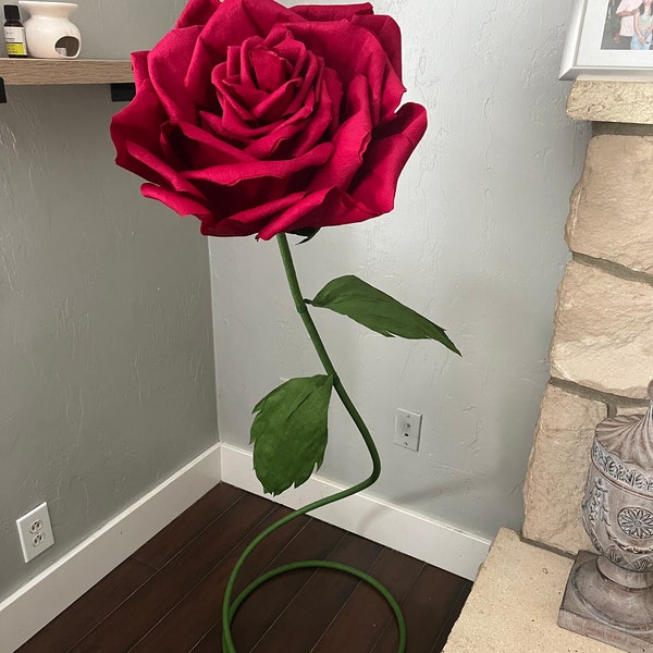 Set of 2 Roses Free-standing Giant Rose on Stem Paper Flower Wedding ...