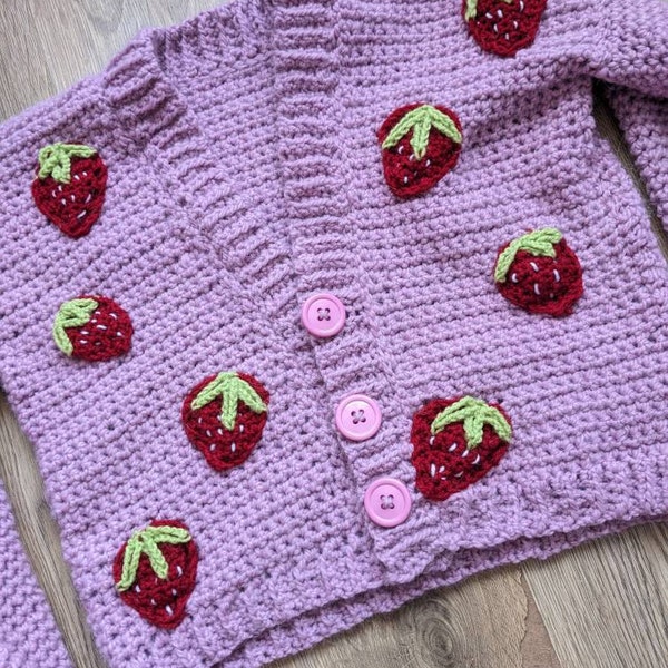 CROCHET PATTERN, Strawberry Crochet Cardigan Pattern, Strawberry Chunky ...