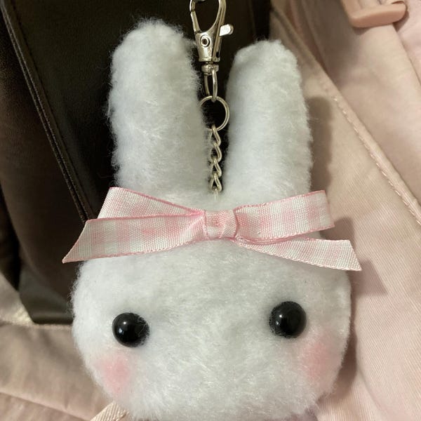 Kawaii Bunny Plush Keychain: Handmade Pastel Bag Charm - Etsy