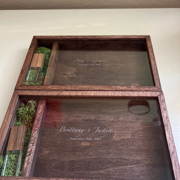 Wood Photo Box for Photo 4x6 & USB Box Holder 4"x6" Proof Box USB Stick ...