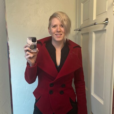 Red Formal Satin Cocktail Satin Blouse, Victorian Collar Blouse, Plus ...