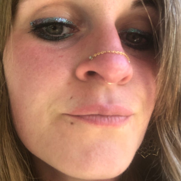 Gold Stainless Steel Nose Chain, Nostril Chain, Piercing Chain,nose ...