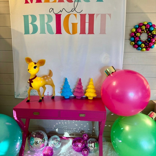 Merry and Bright Custom Holiday Party Backdrop | Christmas Party Décor ...