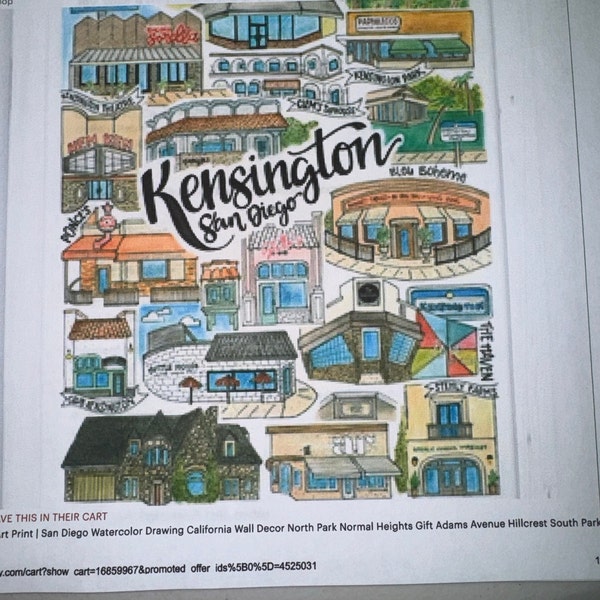 Pacific Beach I San Diego, CA Art Print | San Diego Watercolor Drawing ...