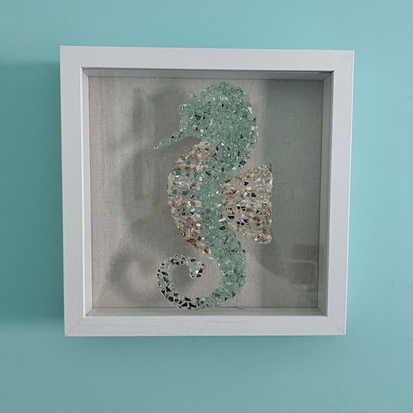 Gorgeous Ocean Wave Art in Seaglass Colored, Crushed Glass. Frame Color ...