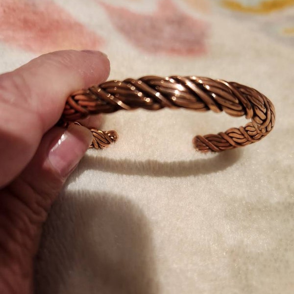 Twisted Copper Wire Bangle: Adjustable Solid Copper Wrist Cuff - Etsy