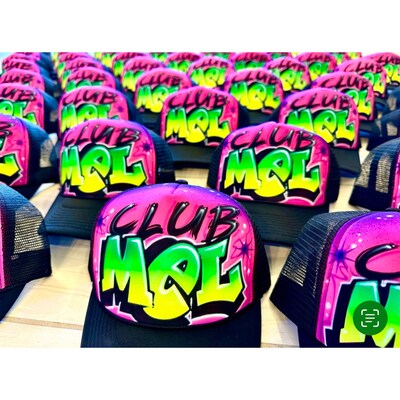 Airbrush Trucker Hat Custom, 5 Panel Graffiti Trucker Hat, Trendy Cool ...