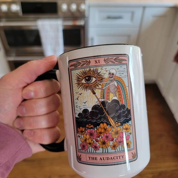 Audacity Tarot Card Mug, Occult Skeleton Tarot Card Coffee Mug, the ...