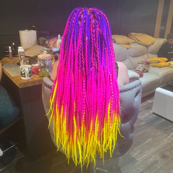 Flourescent Wool Dreads "neon Queen" Ombre Neon Festival Hair Extension ...