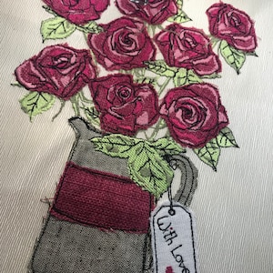 Raw Edge Applique Design 'roses Are Red' - Etsy