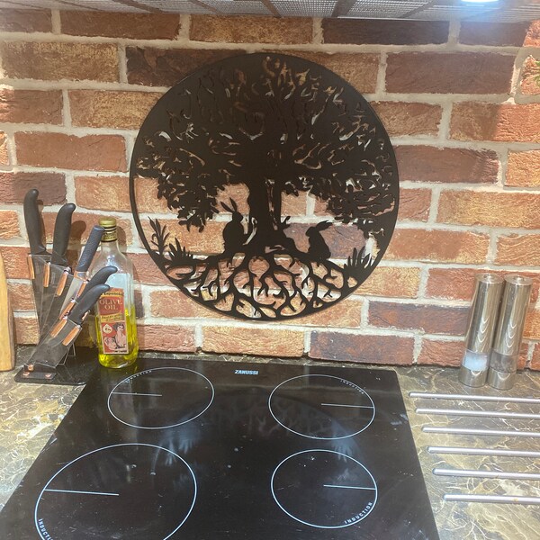 Antique Copper Finish Tree of Life With Hares/rabbits Solid Steel Metal ...