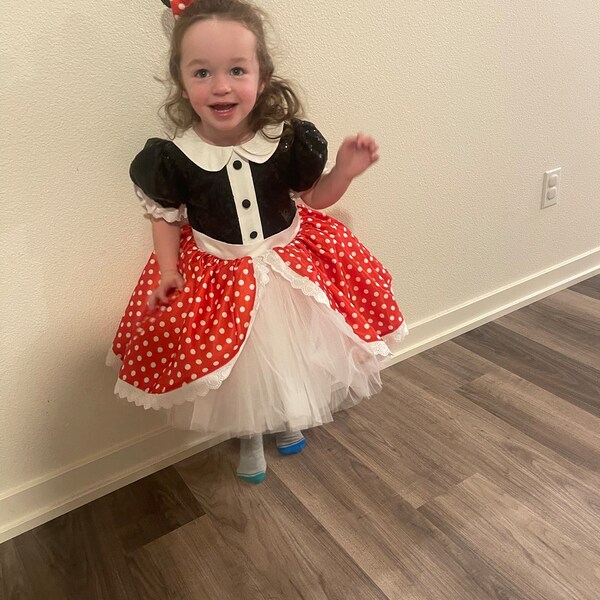 Minnie Dress Red , Red Minnie Mouse Dress With Shiny Sequin Fabric ...