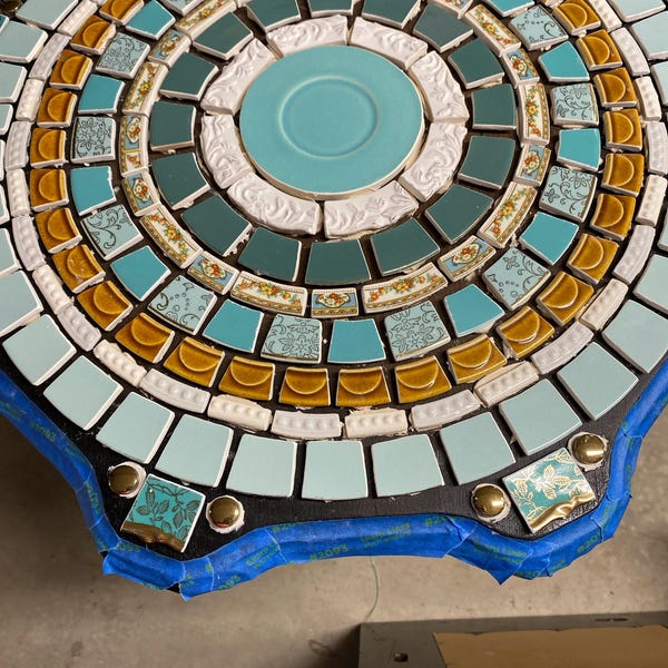 25 Round Ceramic Tiles, Ceramic Mosaic Tiles Ceramic Pieces Round Gold ...