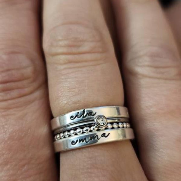 Script Name Ring, Sterling Silver Personalized Rings, Personalized ...