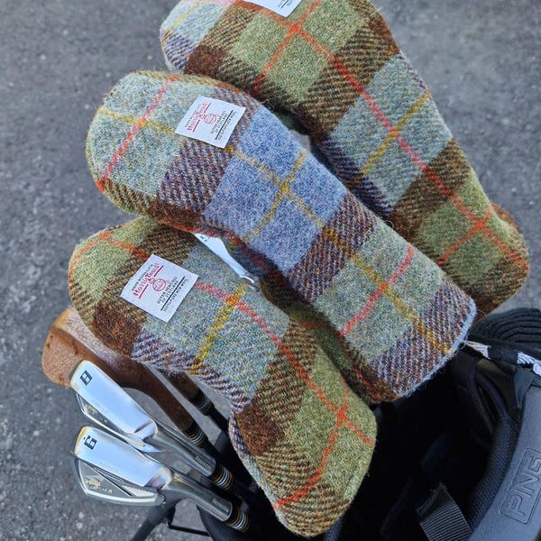HARRIS TWEED Golf Club Covers Set of 3 - Various Colours - Etsy