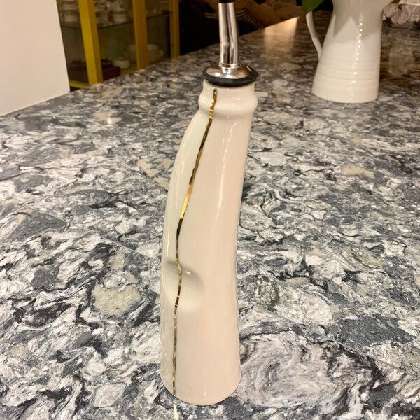 Handmade Ceramic Oil Bottle, Container for Olive Oil, White Olive Oil ...