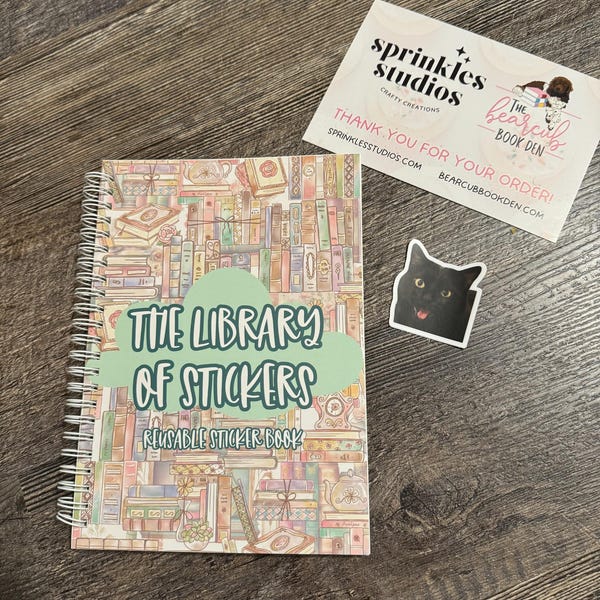 Library of Stickers Reusable Sticker Book, Librarian Decal Collection ...