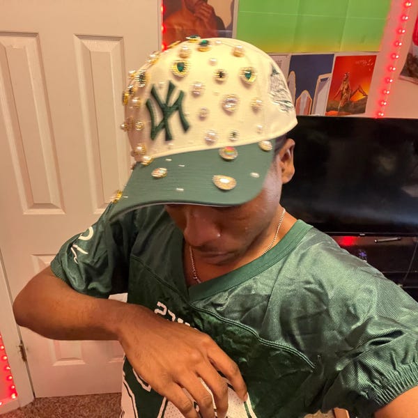 Custom Bling NY New Era Snapback Hat - Tan With Multicolor Rhinestones ...