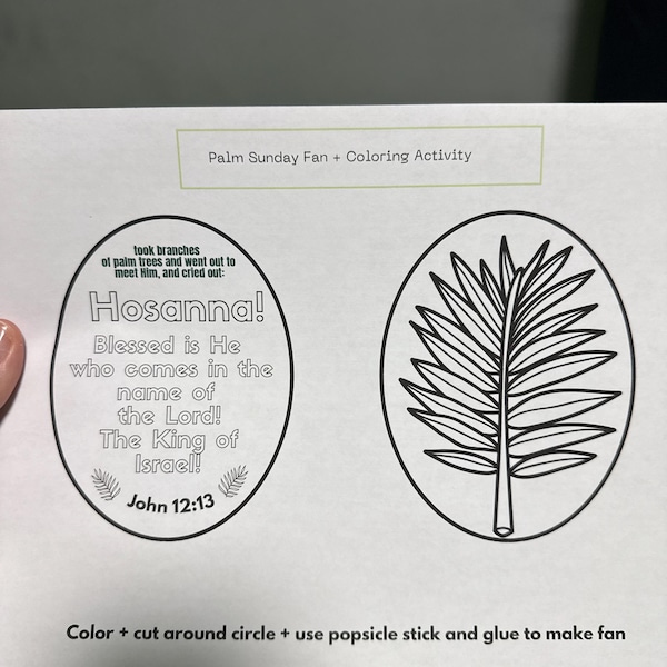 Palm Sunday Printable Coloring Fan | Christian Easter Activity for Kids ...