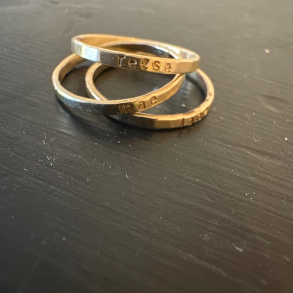 Stackable Skinny Gold Name Ring, Stacking 14K Name Ring, Custom ...