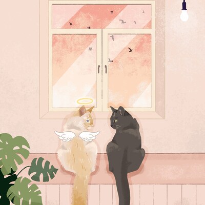 Gemini Cat Print Zodiac Star Sign A4 A3 5x7 Digital Cat - Etsy