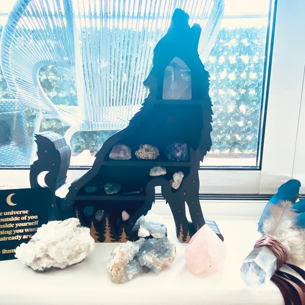 Coppermoon Handmade Wolf Crystal Shelf, Wolf Shelf, Wolf Wall Art, Wolf ...