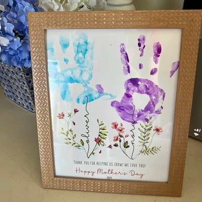 Grandmas Garden Handprint Art. Personalized Mothers Day or Birthday ...
