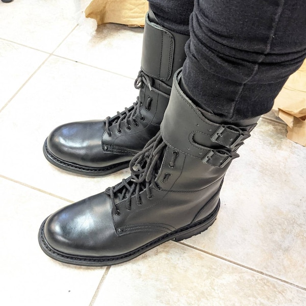 Combat Leather Boots Italian Army Vintage 80S, 1985, Deadstock Big Size ...