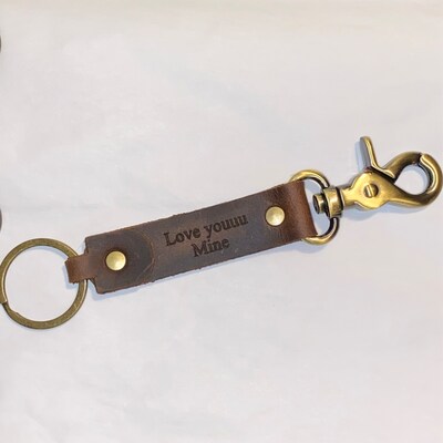 Personalized Leather Keychain, Customized Keyfob, Leather Keychain With ...