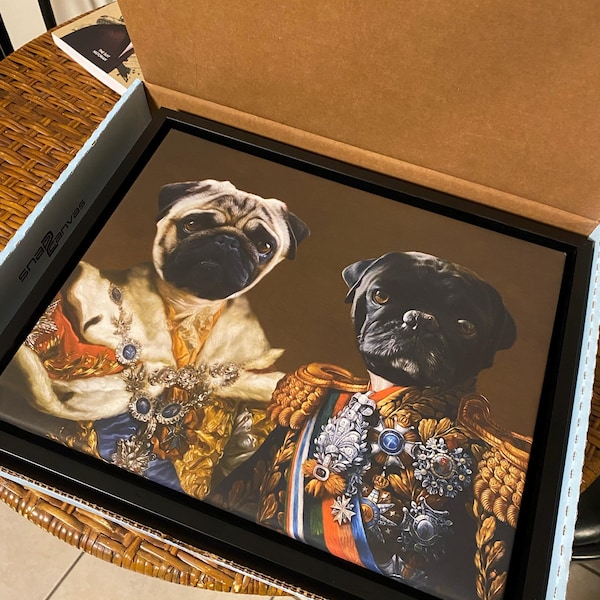Custom Pet Portrait Regal,custom Family Pet Portrait,2 Pet Portraits ...