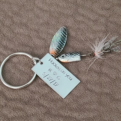 Minnow Fishing Lure Key Chain Personalize, Customized, Hooked on You - Etsy
