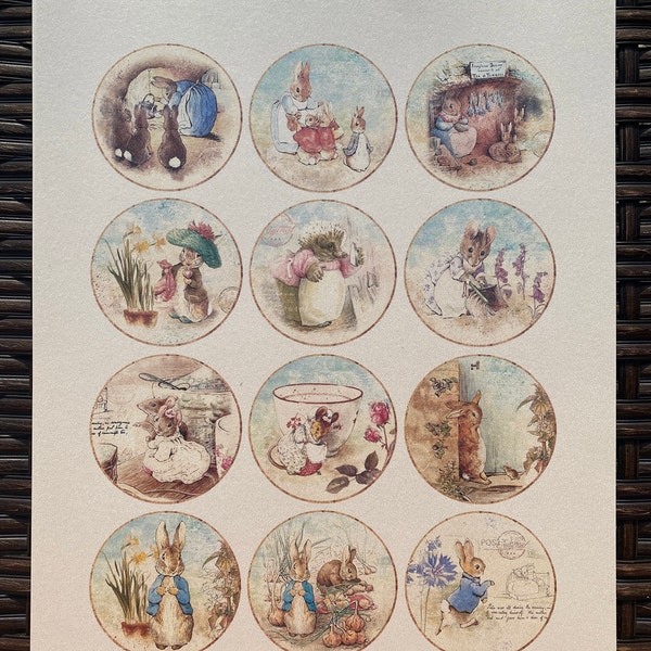 Peter Rabbit Storybook Circles - Vintage Garden Party Ephemera ...