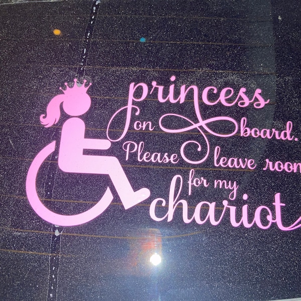Princess on Board Handicap Vinyl Decal, Princess on Board Decal ...