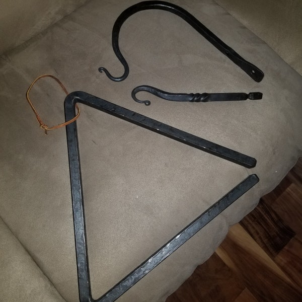 Hand-forged Dinner Triangle With Leaf Striker wall Hook Available - Etsy
