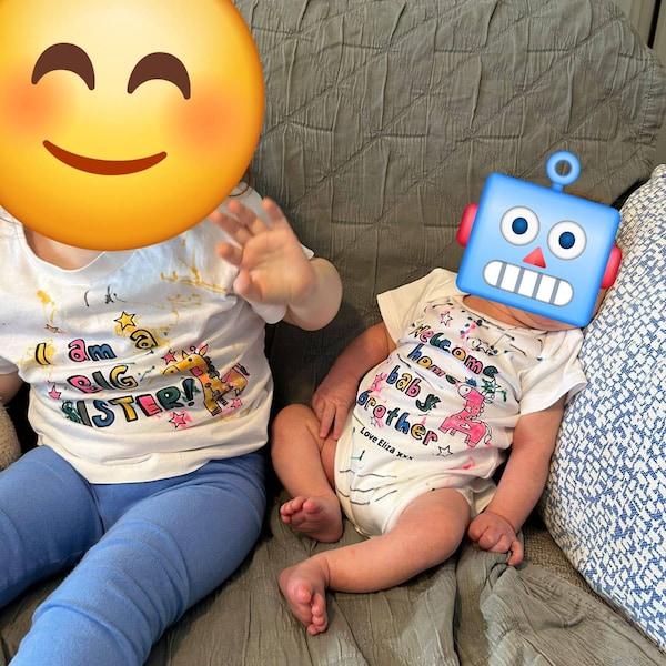 Personalised Colour in Baby Vest for Siblings. Colouring Sleepsuit ...
