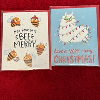 Bee Merry Christmas Card; Holiday Greeting Card Pack - Etsy Canada