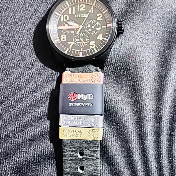 Smart Watch Charm | Medical Alert Slide for Watch Band, Personalized ID ...