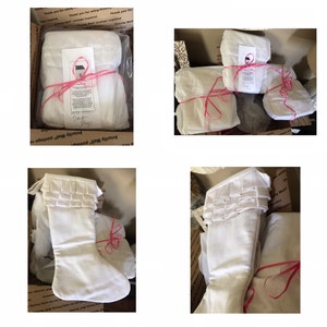 Personalized Linen Christmas Stocking Embroidered White Ruffle - Etsy