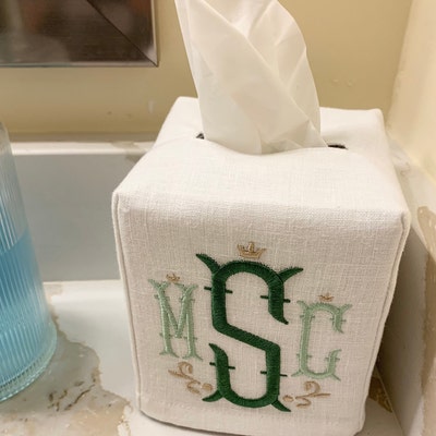 Monogrammed Tissue Box Cover/personalized Tissue Box Cover - Etsy