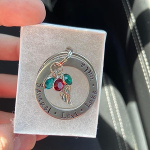 Mothers Day Personalized Keychain, Hand Stamped Key Ring, Birthstones ...