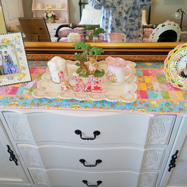 Yellow Easter Egg Quilted Table Runner, Small Easter Table Runner, 36 ...