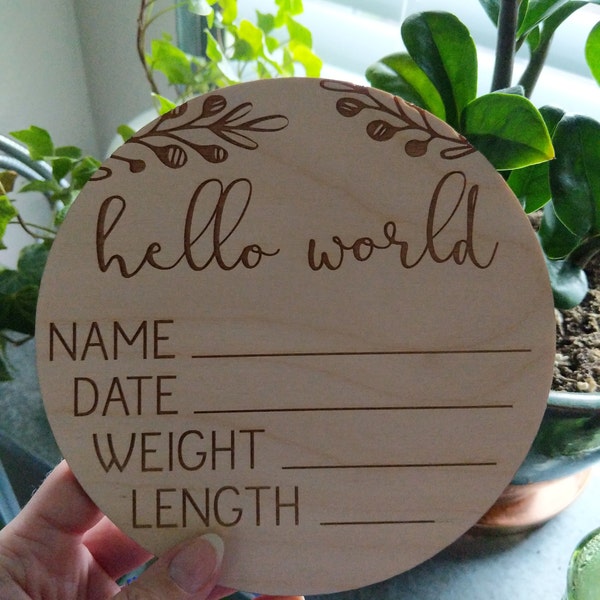 Hello World Sign With Stats Hospital Sign Newborn Announcement Newborn ...