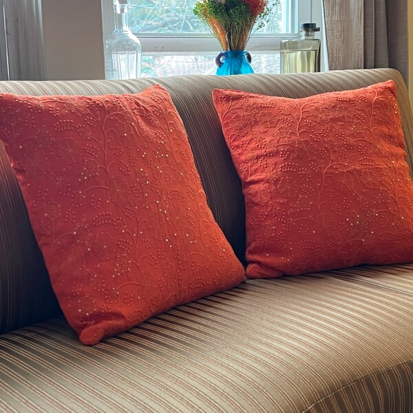 Red Decorative Pillow Covers, Red Embroidered Cushion Covers ...