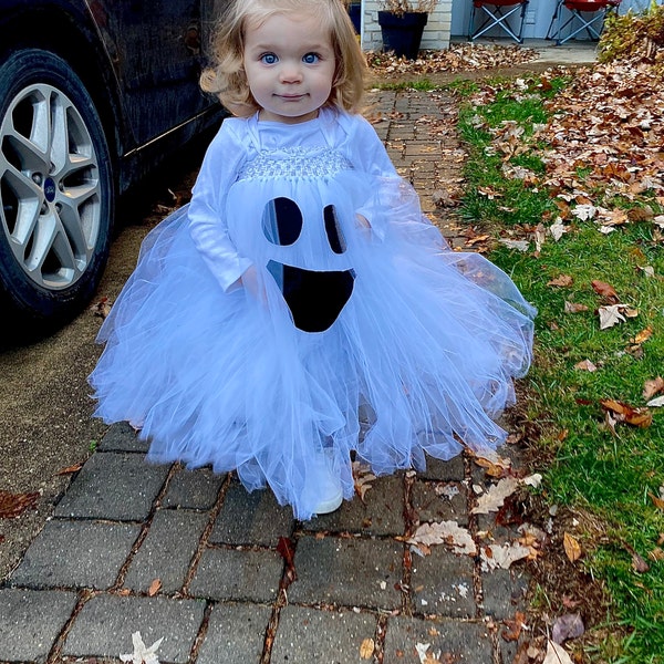 Ghost Tutu Dress and Matching Hairpiece, Cute Ghost Halloween Costume ...