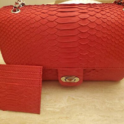 Genuine Python Skin Crossbody Bag Chain Tassel Electric Blue Bag ...