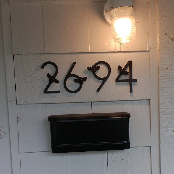 Brass Bee House Number Sign 5 Inch (13 Cm) Modern Door Numbers Signage ...