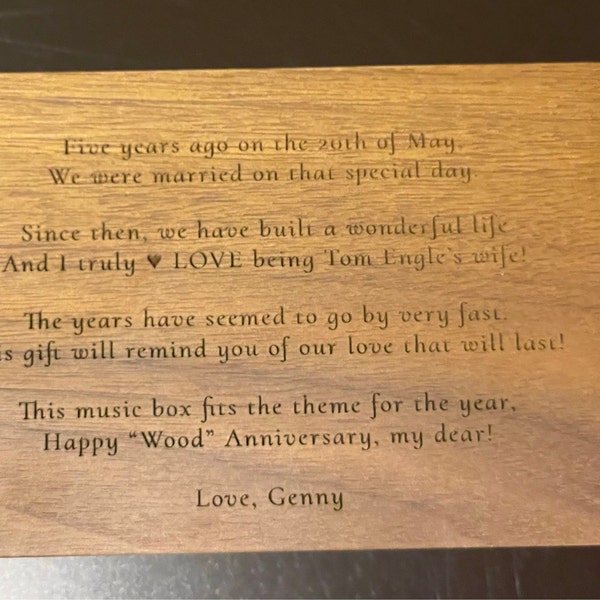 Custom Song & Laser Engraved Music Box | Personalized Engraved Design ...