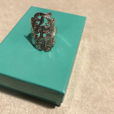 Monogrammed Tube Ring With Personalized Initials in Sterling Silver ...