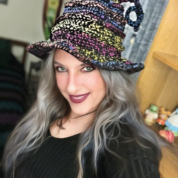 Crochet Black/violet Ombre Twisted Witch Hat - Witch Costume Hat ...