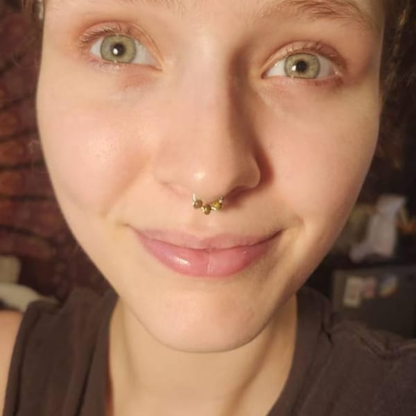 16g Septum Clicker With Chain and Garnet Beads, Surgical Steel ...